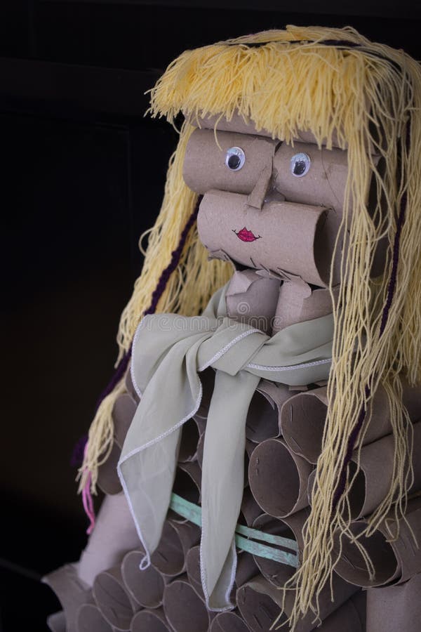 Doll Made from Toilet Paper Rolls, Recycled Home Activity. Stock Image ...