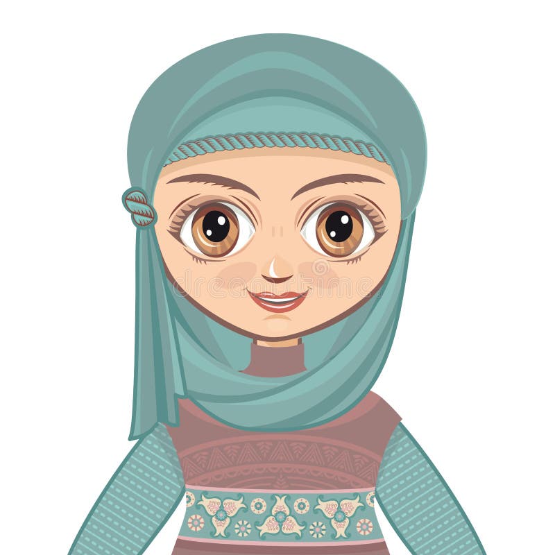 The doll in Muslim dress. stock illustration. Illustration of brunette ...