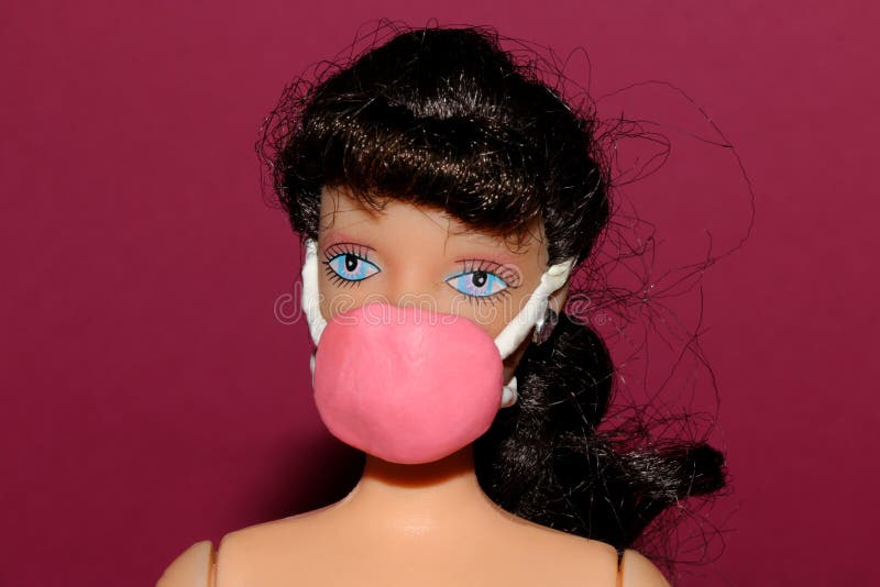 Doll with a Pink Mask on a Pink Background Editorial Stock Photo ...