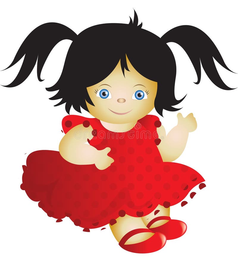 Doll in a red dress stock vector. Illustration of dress - 16913683