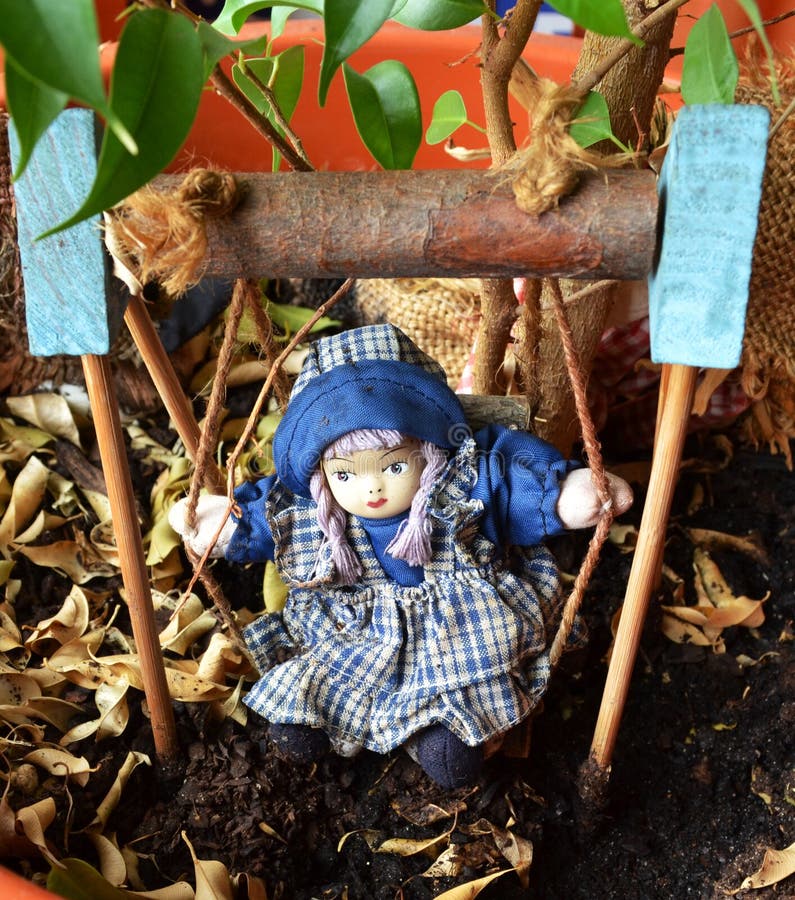 Doll on a swing stock image. Image of handmade, innocence - 29466993