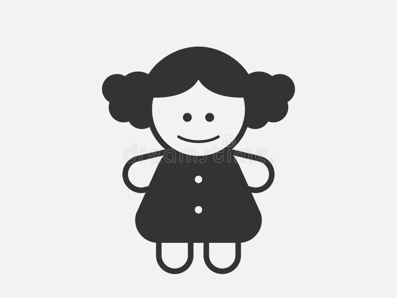 Doll Toy Icon on White Background. Line Style Vector Illustration Stock ...