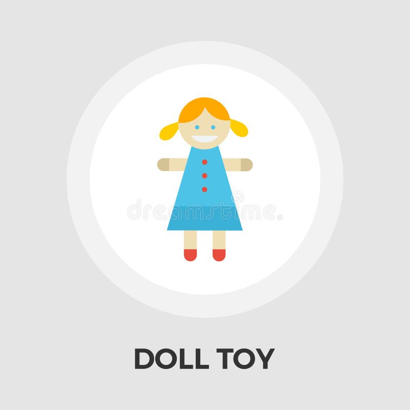 Doll toy vector flat icon stock vector. Illustration of born - 90675553