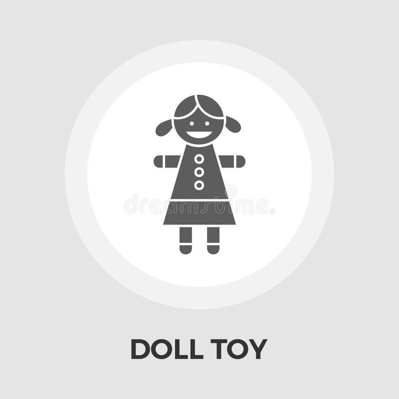 Doll toy vector flat icon stock vector. Illustration of children - 94646375
