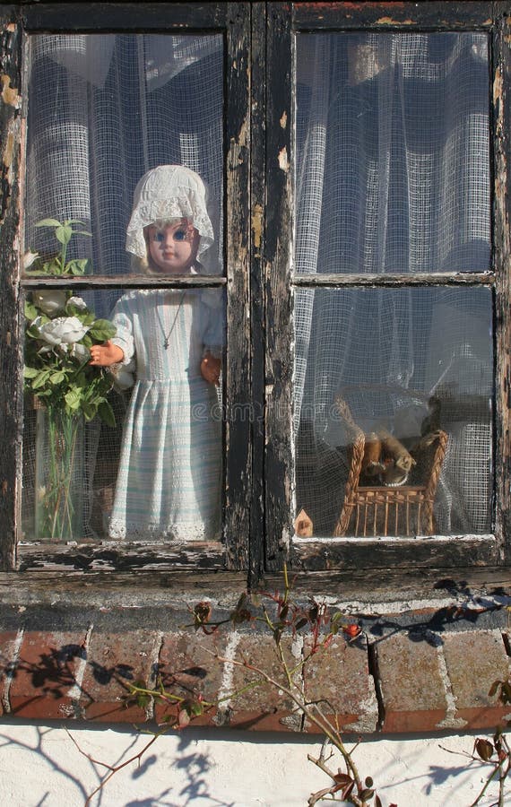 Doll in window stock photo. Image of memory, aged, spooky - 2300652