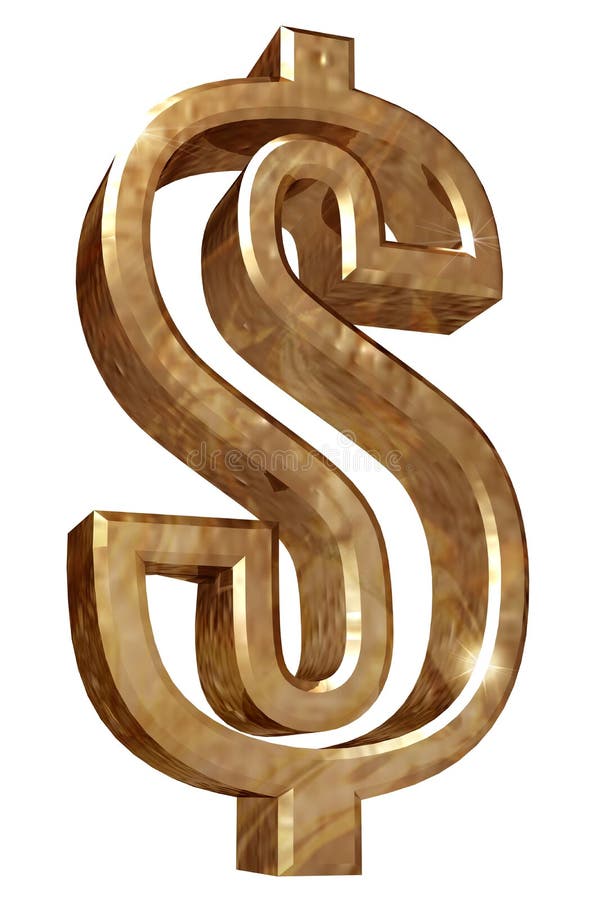 Big Dollar Sign Composed of Many Golden Small Dollar Signs on White ...