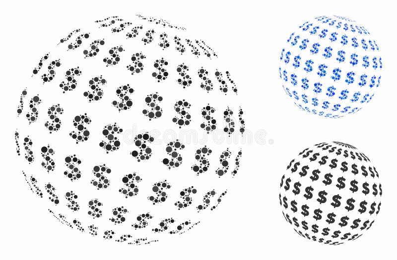 Dollar Abstract Sphere Mosaic Icon of Circles Stock Vector ...