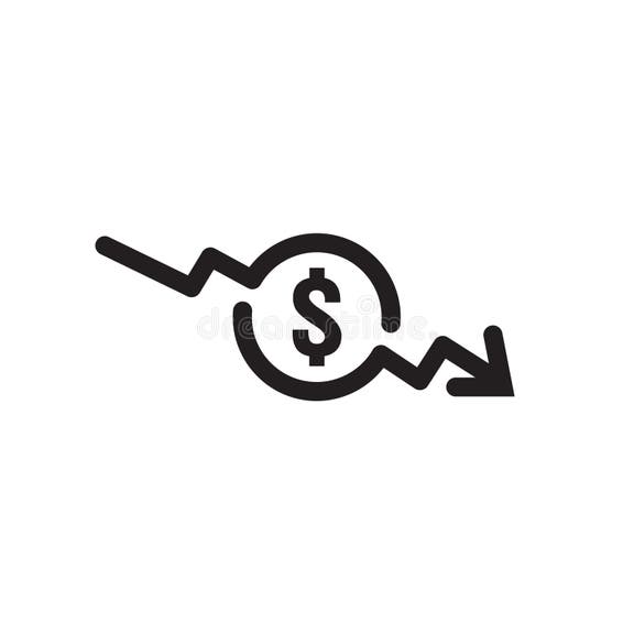 Dollar Arrow Decrease Icon. Money Arrow Symbol. Economy Stretching ...