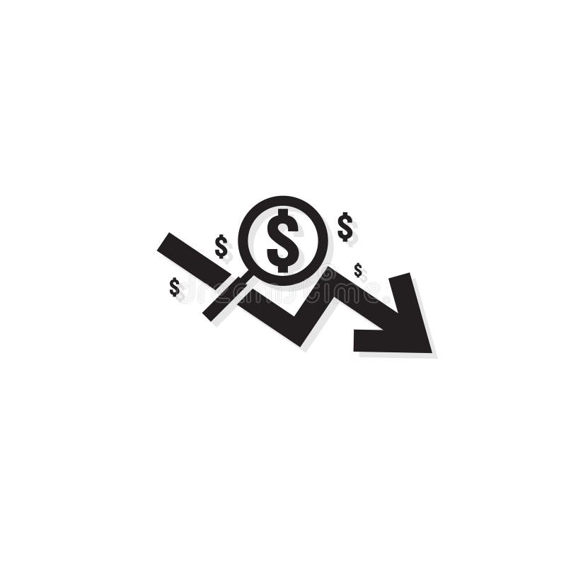 Dollar Arrow Decrease Icon. Money Arrow Symbol. Economy Stretching Rising Drop Fall Down ...
