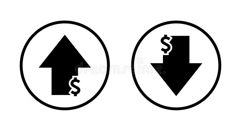 Dollar Arrow Growth and Decline Icon on Circle Line. USD Up and Down ...