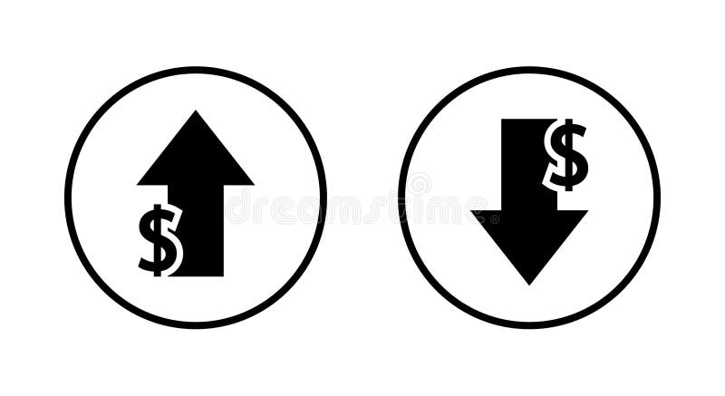 Dollar Arrow Up and Down Icon on Circle Line. USD Currency Increase and Decrease Concept Stock ...