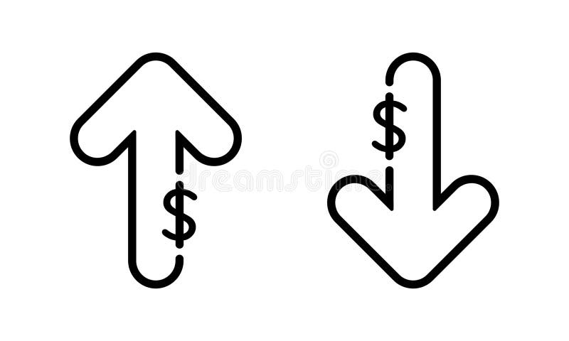 Dollar Arrow Up and Down Icon in Line Style. USD Growth and Decline ...