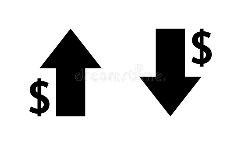 Dollar Arrow Up and Down Icon. USD Currency Increase and Decrease Concept Stock Illustration ...