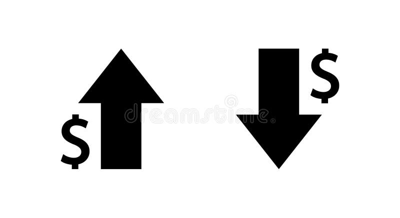 Dollar Arrow Up and Down Icon. USD Currency Increase and Decrease Sign ...
