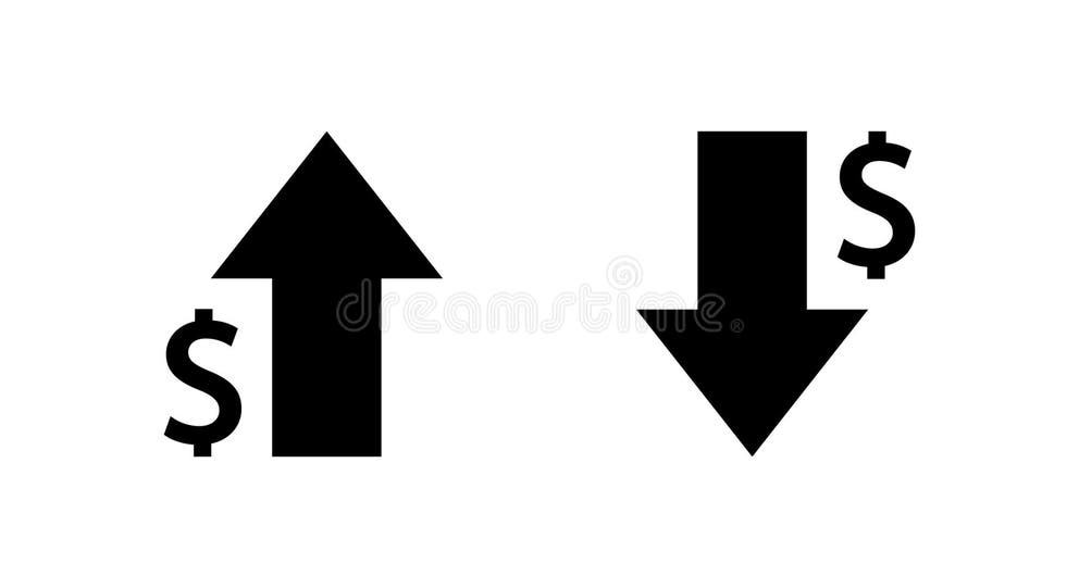 Dollar Arrow Up and Down Icon. USD Currency Increase and Decrease Sign ...
