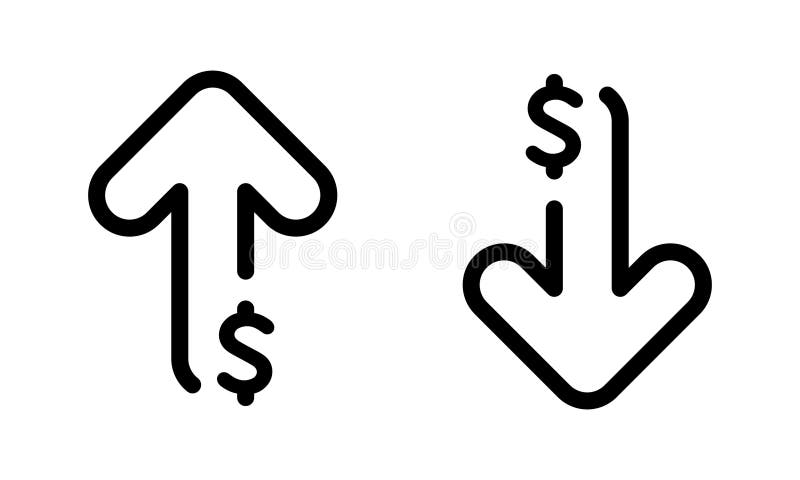 Dollar Arrow Up and Down Outline Icon. USD Increase and Decrease Sign ...