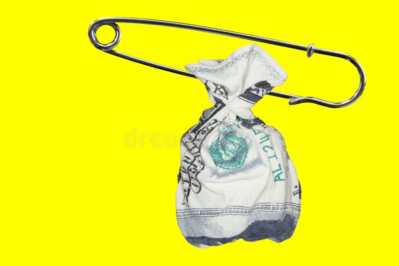 Dollar bag with safety pin stock photo. Image of deposit - 28890462