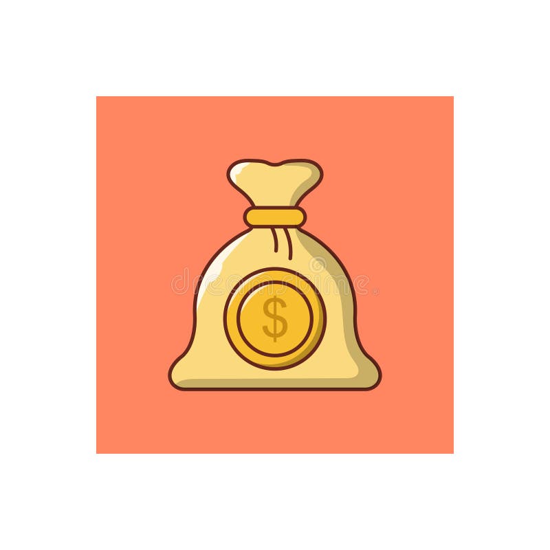 Dollar Bag Vector Flat Colour Icon Stock Vector - Illustration of ...