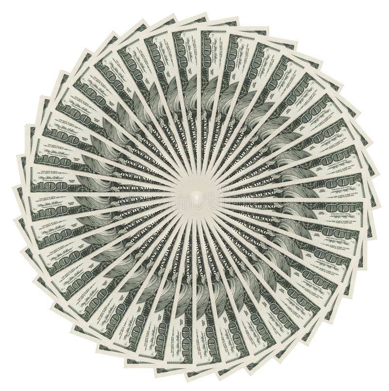 Dollar Bank Notes Circle Stack Isolated on White Stock Image - Image of ...