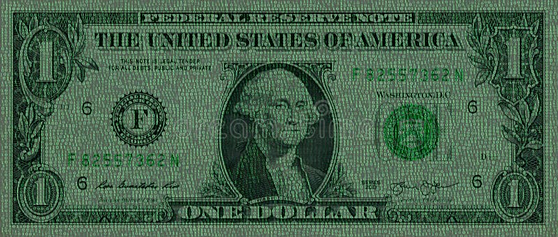 1 Dollar Banknote with Binary Code Stock Illustration - Illustration of ...