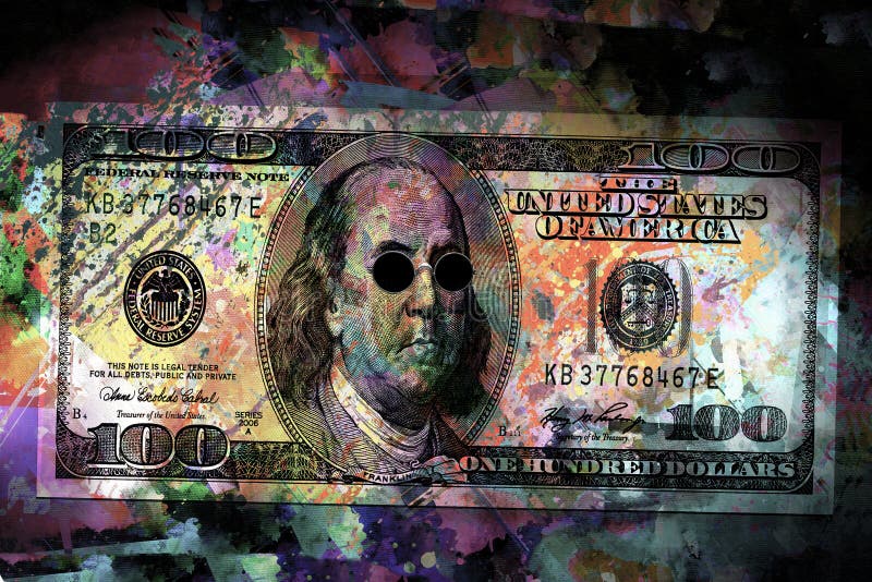 Dollar Banknote with Creative Colorful Abstract Elements on Dark ...