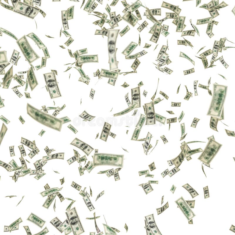 Dollar Banknote Fall from the Sky Isolated on White Stock Illustration ...