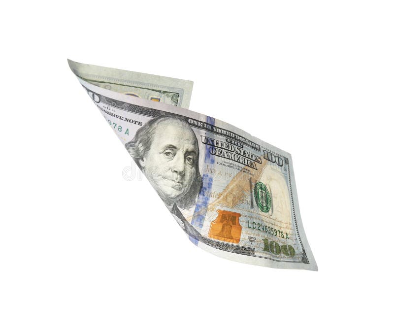 Dollar Banknote Isolated. Flying Money Stock Image - Image of fees ...