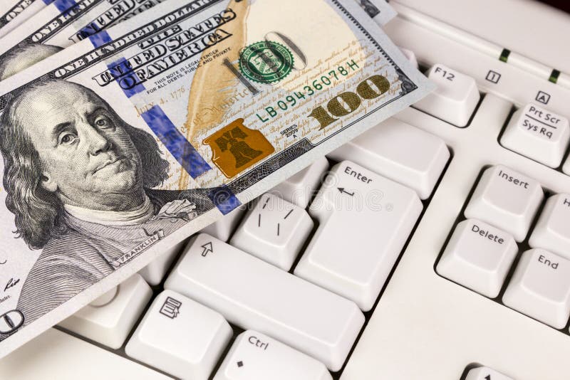 Dollar Banknote on Keyboard Stock Image - Image of computer, financial ...