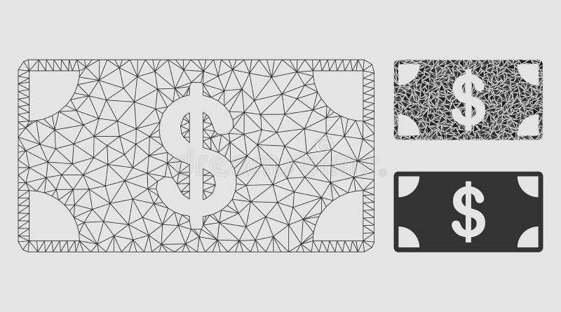 Dollar Banknote Vector Mesh Wire Frame Model and Triangle Mosaic Icon ...