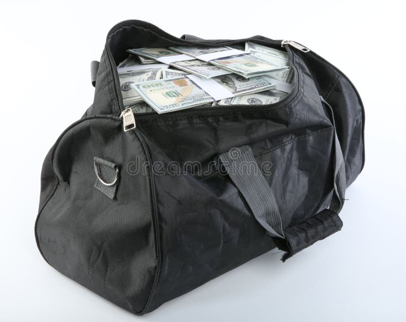 Dollar Banknotes in Bag Isolated on White Stock Photo - Image of ...