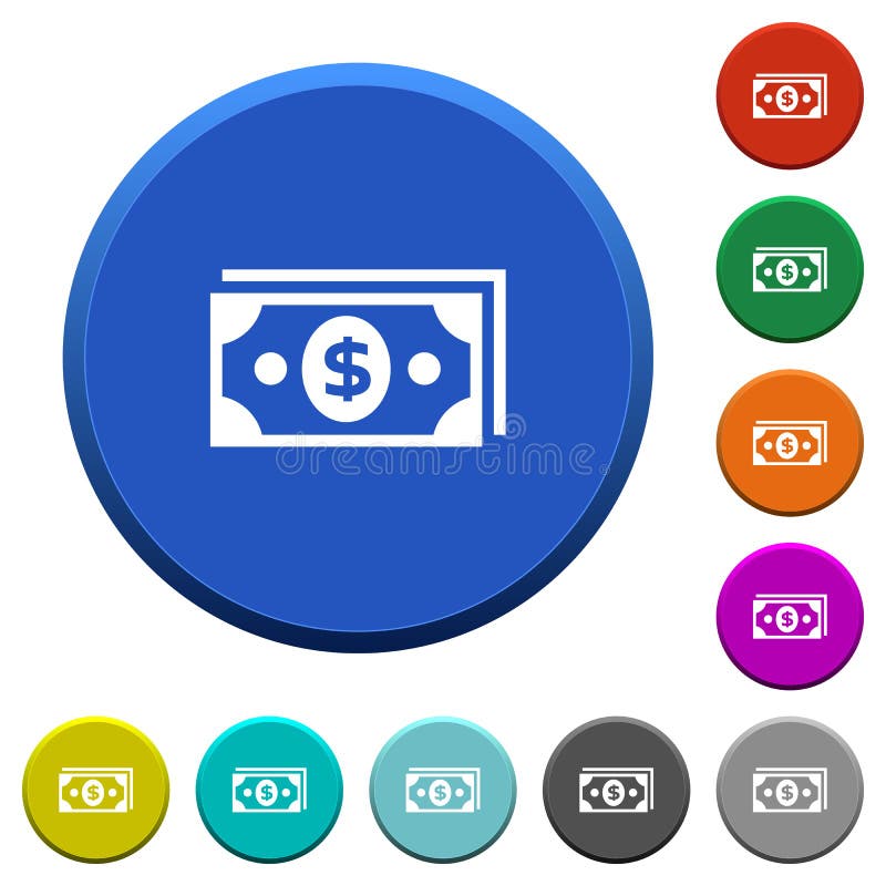 Dollar Banknotes Beveled Buttons Stock Vector - Illustration of orange ...
