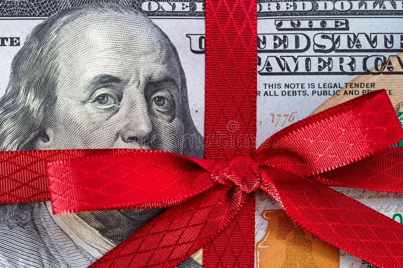 100 Dollar Banknotes with Bow Stock Photo - Image of currency, commerce ...