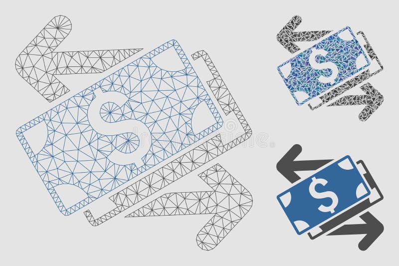 Dollar Banknotes Exchange Vector Mesh 2D Model and Triangle Mosaic Icon ...