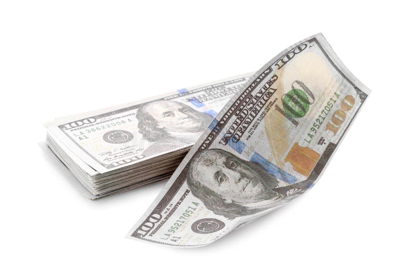 Dollar Banknotes Isolated on White. American National Currency Stock ...