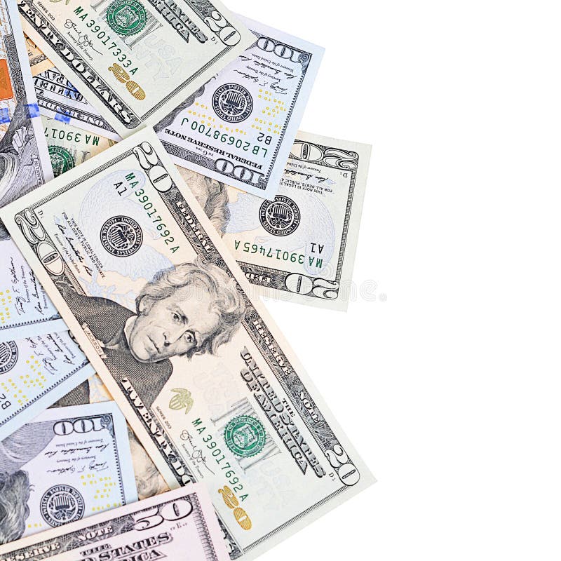 Dollar Banknotes Isolated on White Background Stock Photo - Image of ...