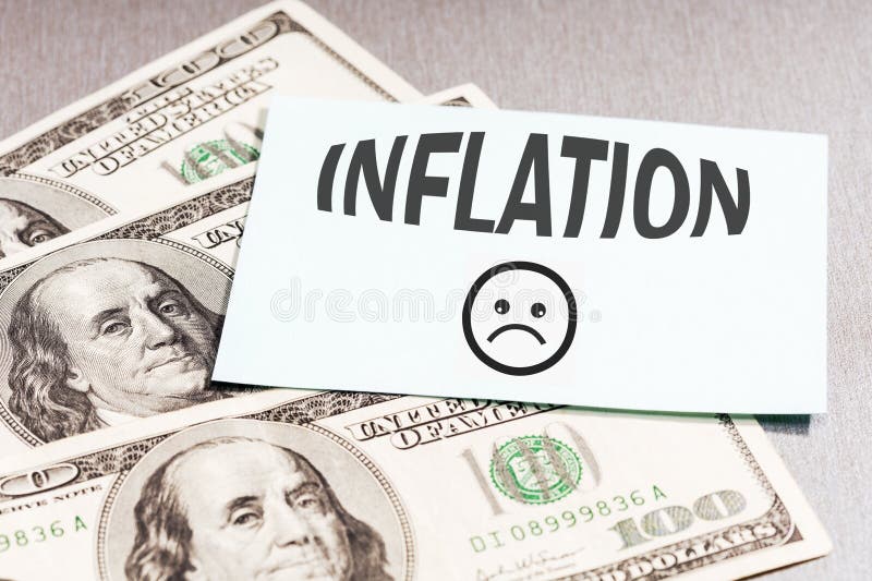 Dollar Banknotes and List with INFLATION Word and Sad Smiley Face Stock ...