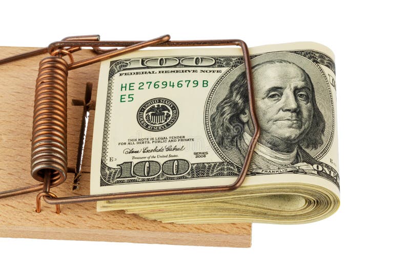 Dollar Banknotes in Mouse Trap Stock Photo - Image of expenditure ...