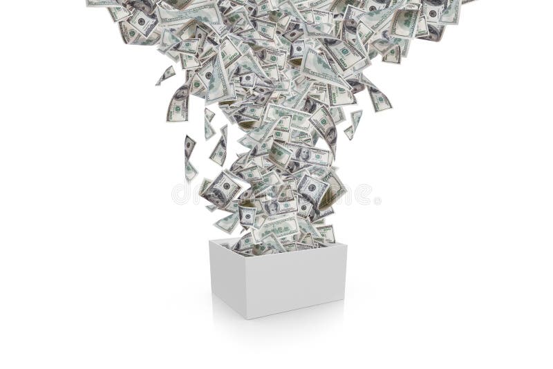 Dollar Banknotes Streaming in White Box Stock Photo - Image of ...