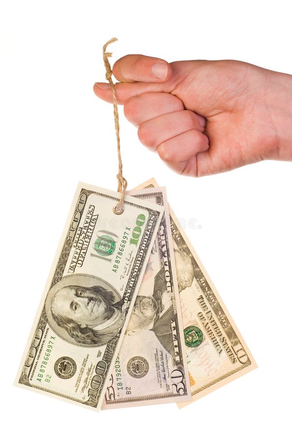 Dollar Banknotes Tag on Thumb Stock Photo - Image of thumb, dollar ...