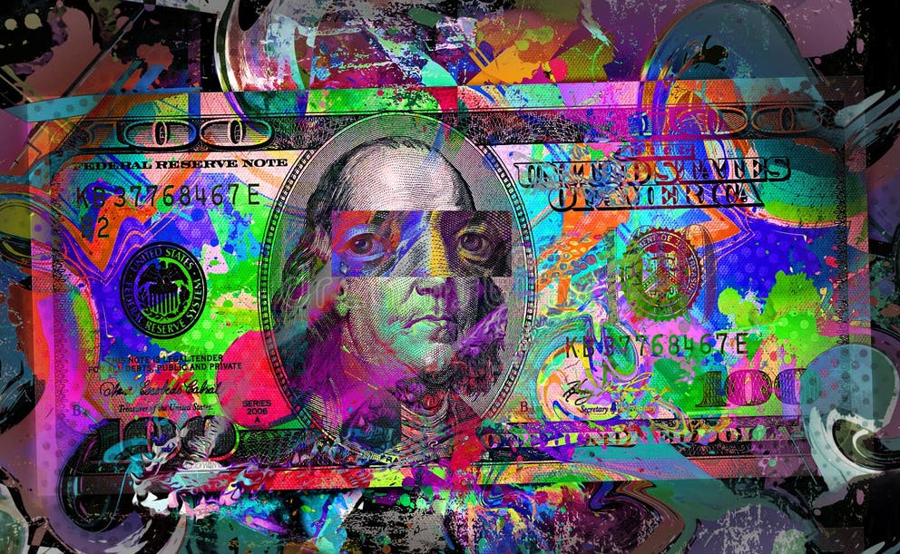 100 Dollar Bill Abstract Bright Picture Stock Image - Image of woman ...
