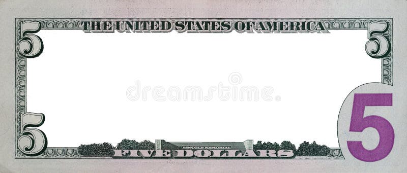 Blank 5 Dollar Bill