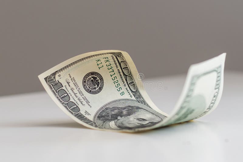 Dollar Bill Curved Wave Isolated on White Background Stock Image ...