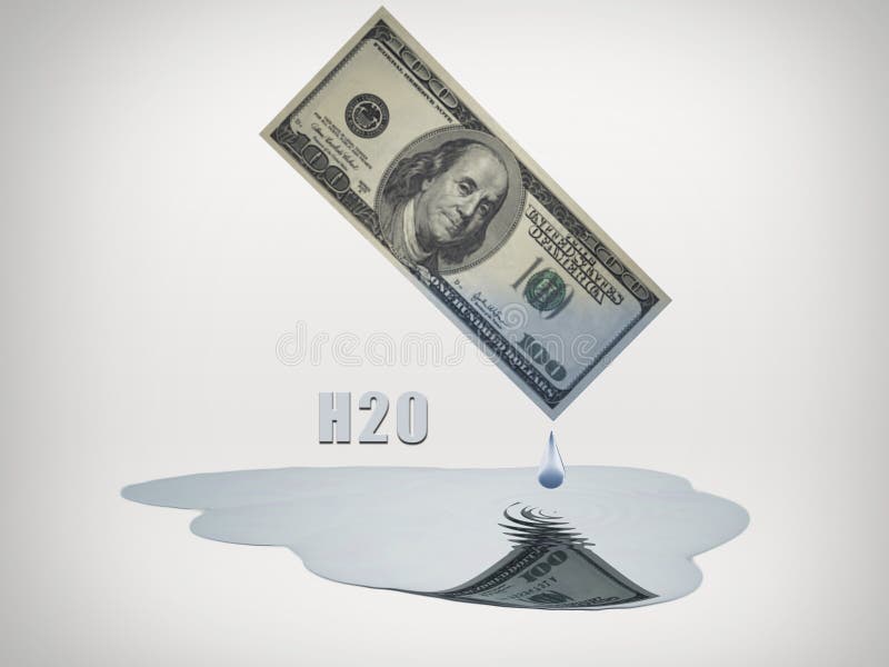100 Dollar Bill Drips Water Stock Illustration - Illustration of charge ...