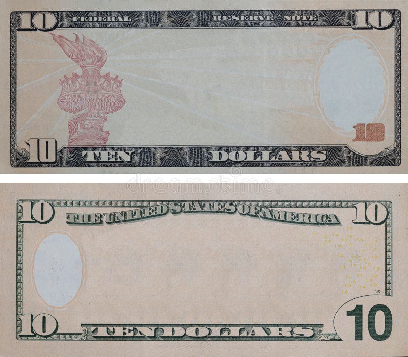 10 Dollar Bill with Empty Middle Area Editorial Image - Image of ...