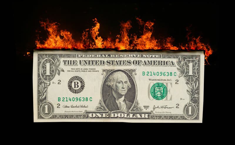 Dollar bill in flames stock photo. Image of bill, bankruptcy - 14664566