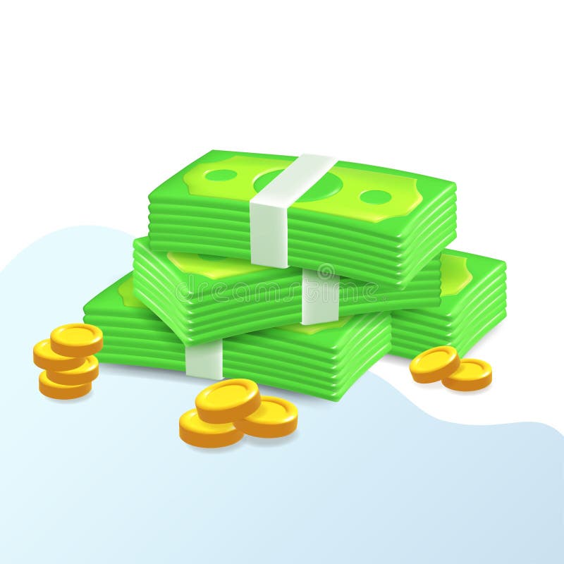 Dollar Bill Green 3d Render American Money Dollar Banknote In Cartoon