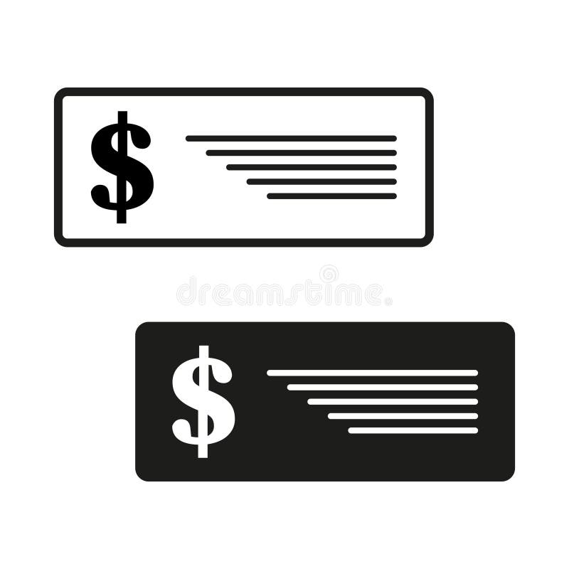 Dollar Bill Icon. Money Symbol with Text Lines. Simple Rectangular ...