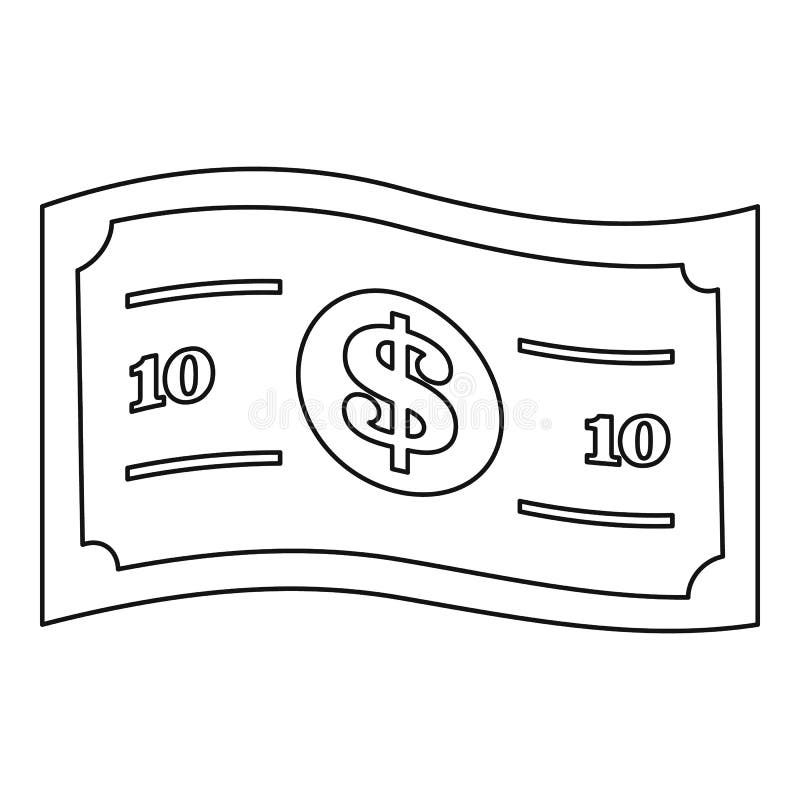 Dollar Bill Icon, Outline Style. Stock Vector - Illustration of ...
