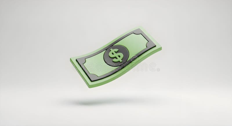 Dollar Bill Floating in the Air with a Soft Gray Background Creating a ...