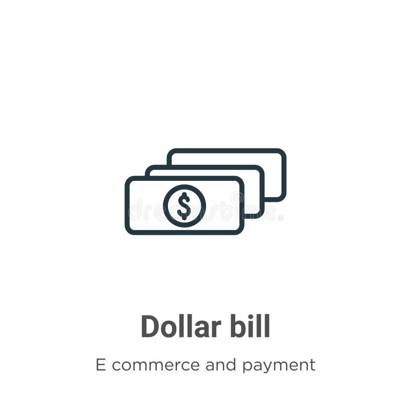Dollar Bill Outline Vector Icon. Thin Line Black Dollar Bill Icon, Flat ...
